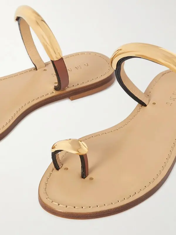 AMANU Samburu Embellished Leather Sandals - Brown