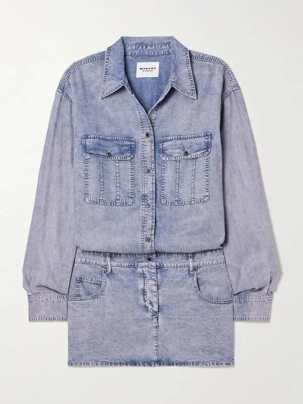 MARANT ETOILE Palvina Lyocell-chambray Mini Dress - Blue