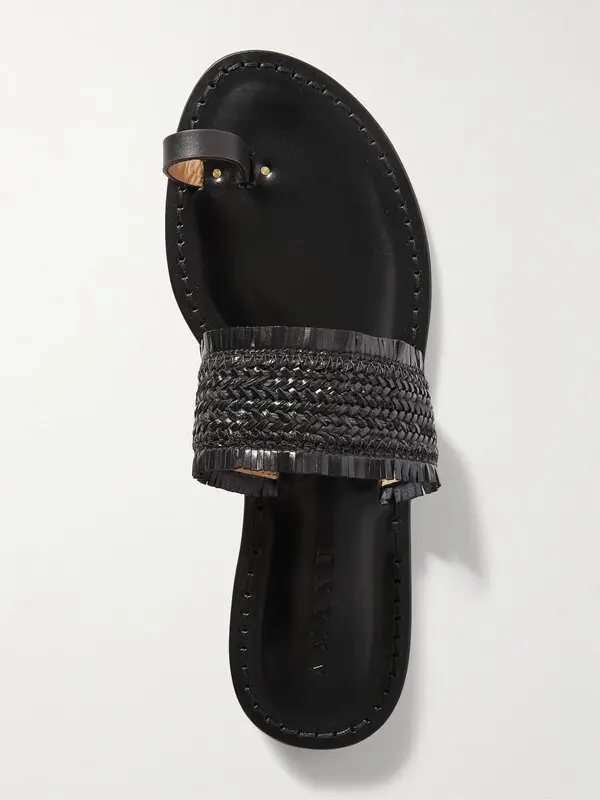 AMANU The Shela Fringed Braided Leather Slides