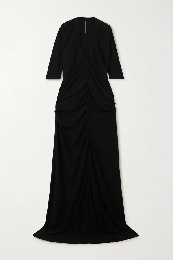 Rick Owens Em Draped Jersey Maxi Dress - Black