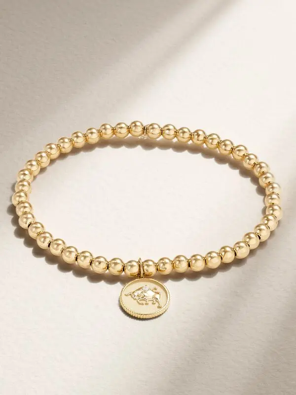 SYDNEY EVAN Taurus 14-karat Diamond Charm Bracelet - Gold
