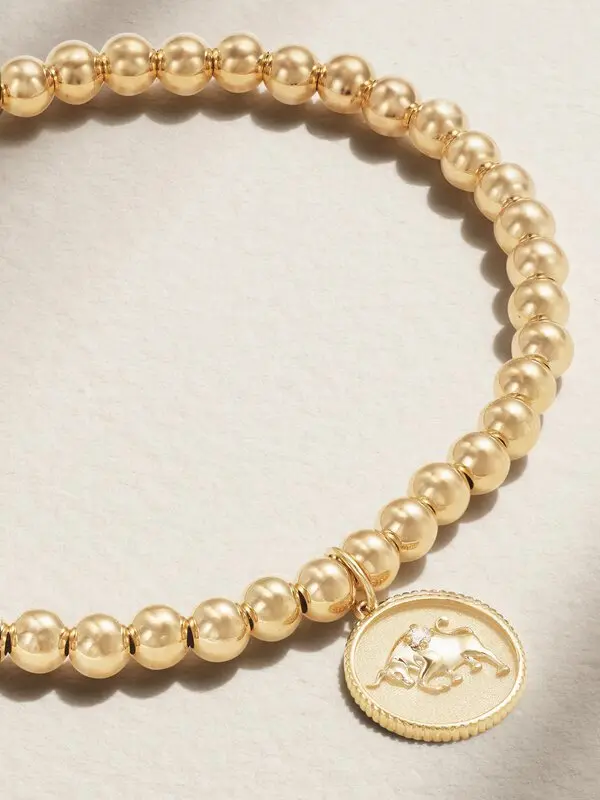 SYDNEY EVAN 14 Karat Diamond Taurus Charm Bracelet