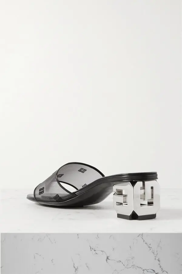 Givenchy Logo-embroidered Leather-trimmed Mesh Mules