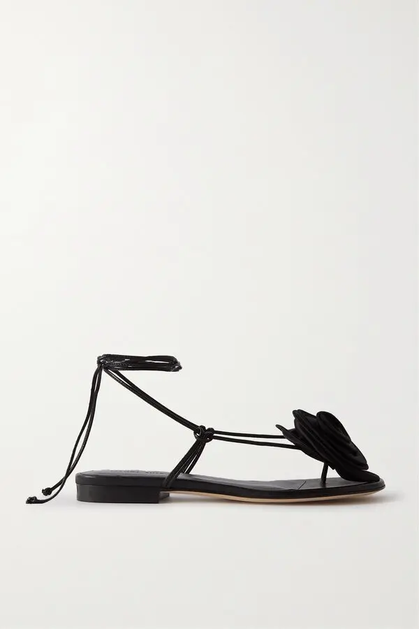 Magda Butrym Satin And Leather Sandals - Black
