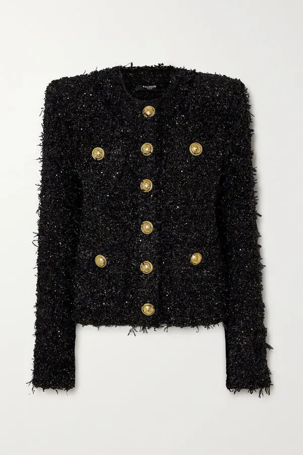 Balmain Metallic Bouclé-tweed Jacket