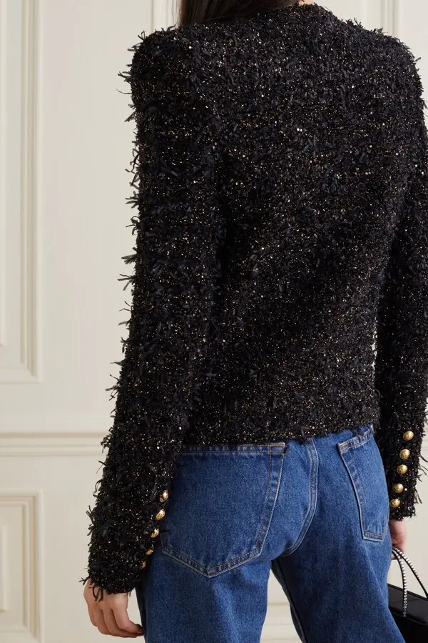 Balmain Metallic Bouclé-tweed Jacket
