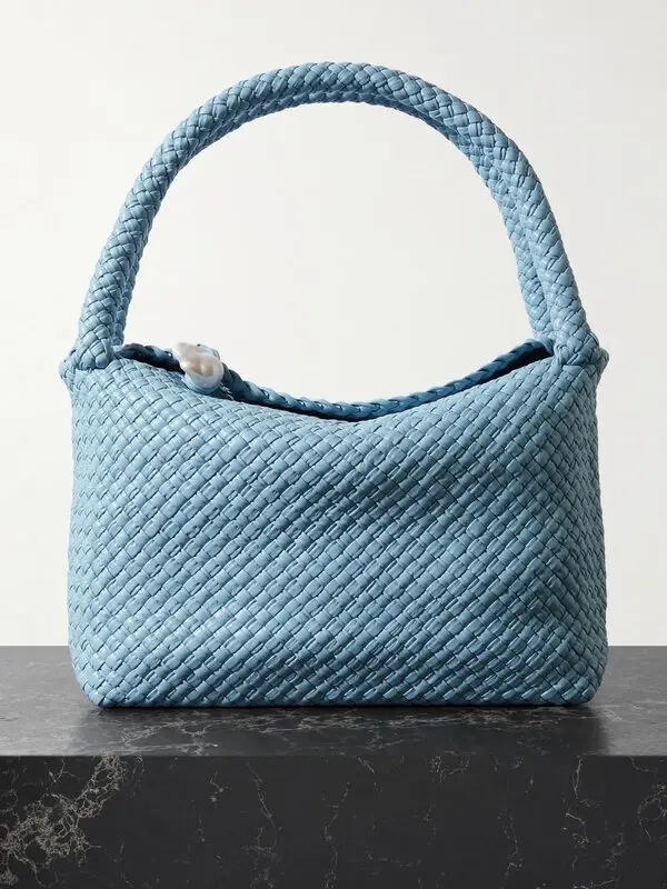 Bottega Veneta Veneta Pearl-embellished Intrecciato Leather Shoulder Bag