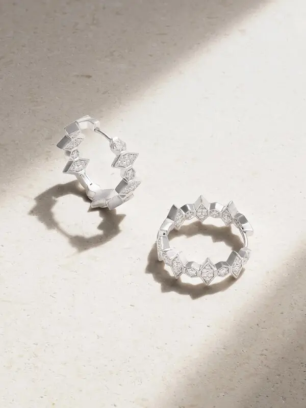 KOLOURS JEWELRY Hexagon 18-karat White Diamond Hoop Earrings - Gold