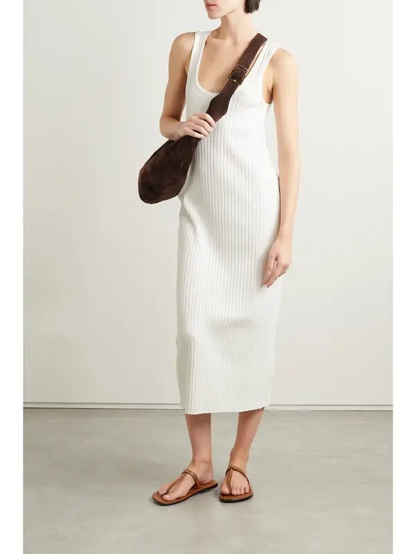 Vince Ribbed-knit Midi Dress