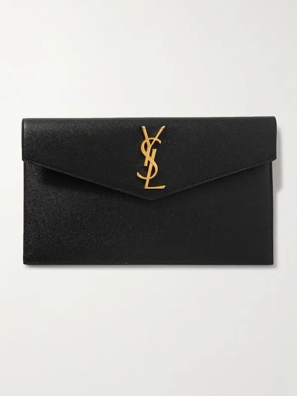 Saint Laurent Uptown Textured-leather Pouch - Black