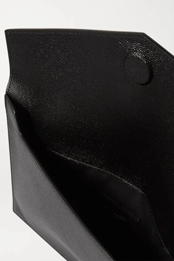 Saint Laurent Uptown Textured-leather Pouch - Black