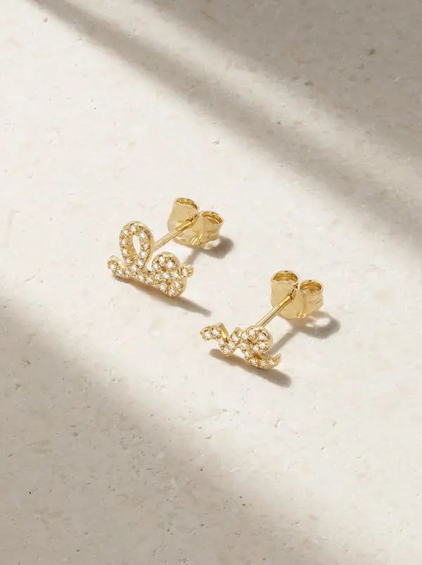 SYDNEY EVAN Love 14-karat Diamond Stud Earrings - Gold