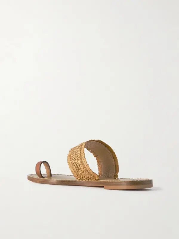 AMANU Shela Woven Raffia And Leather Sandals
