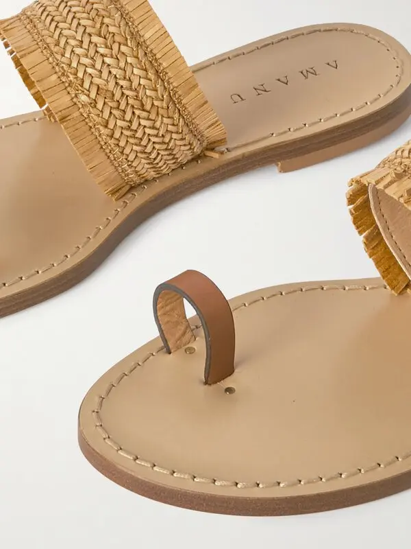 AMANU Shela Woven Raffia And Leather Sandals