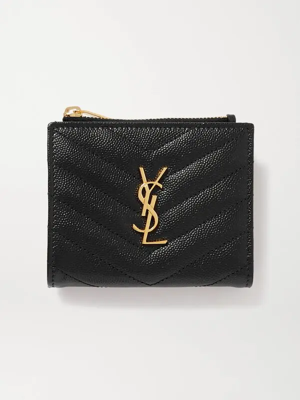 Saint Laurent Monogramme Quilted Textured-leather Wallet - Black