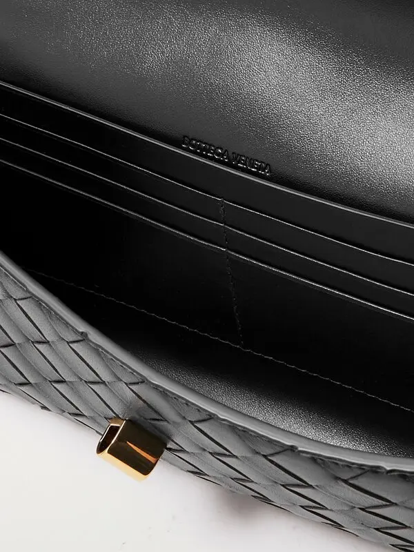 Bottega Veneta Andiamo Long Intrecciato Leather Clutch - Black