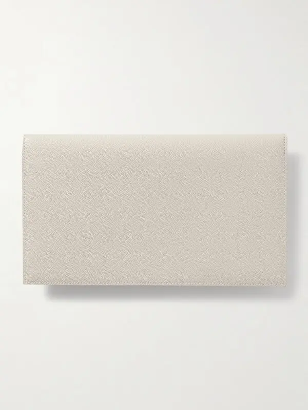 Saint Laurent Uptown Textured-leather Pouch - Neutrals