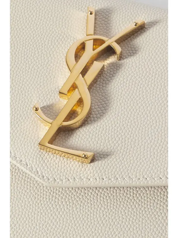 Saint Laurent Uptown Textured-leather Pouch - Neutrals
