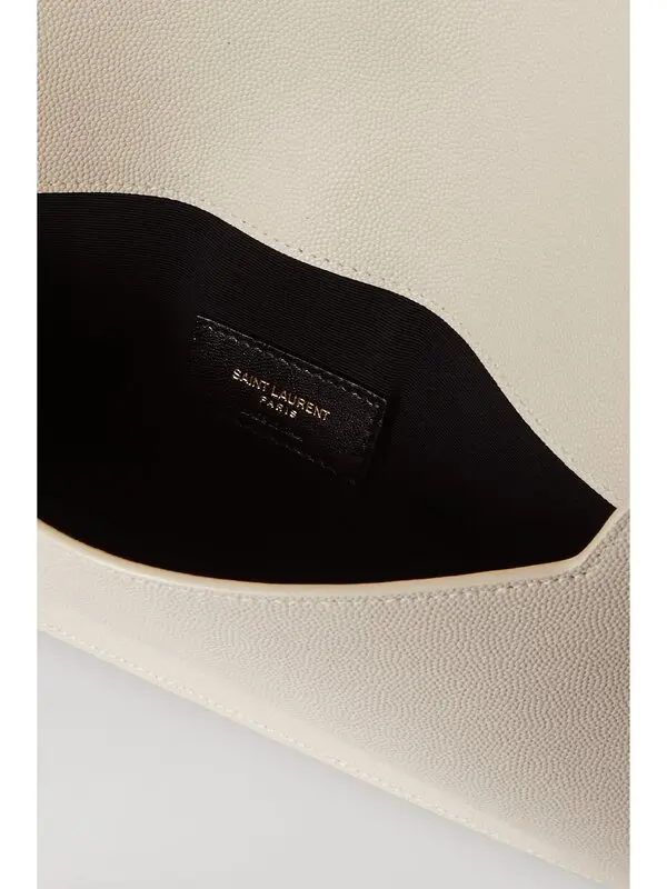 Saint Laurent Uptown Textured-leather Pouch - Neutrals