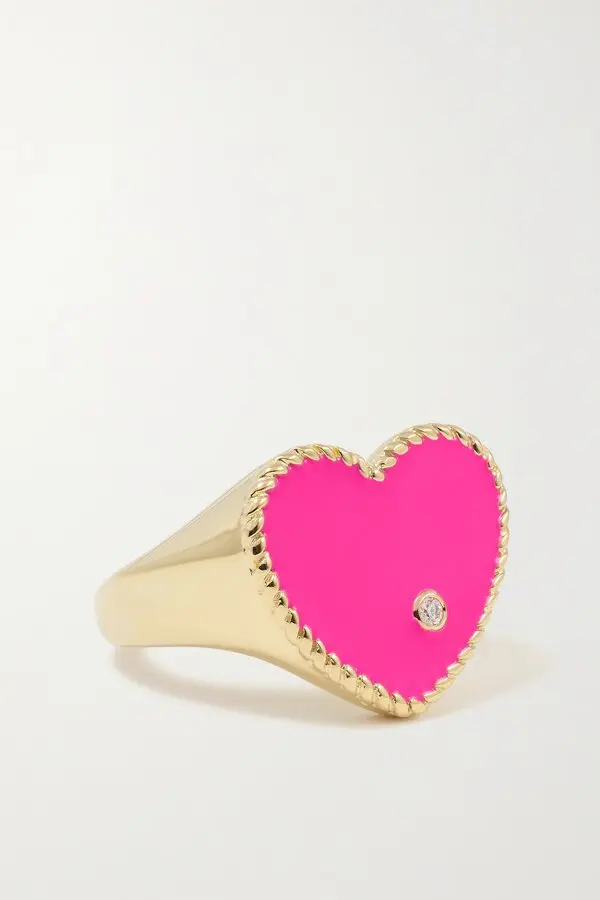 Yvonne Léon 9-karat Enamel And Diamond Ring - Gold