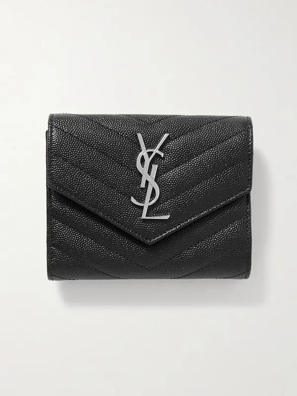 Saint Laurent Monogramme Quilted Textured-leather Wallet - Black