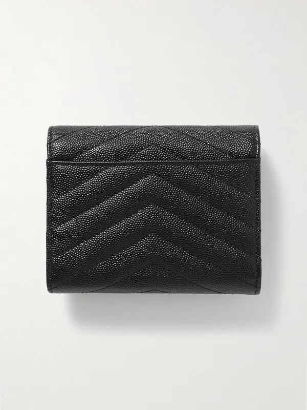 Saint Laurent Monogramme Quilted Textured-leather Wallet - Black