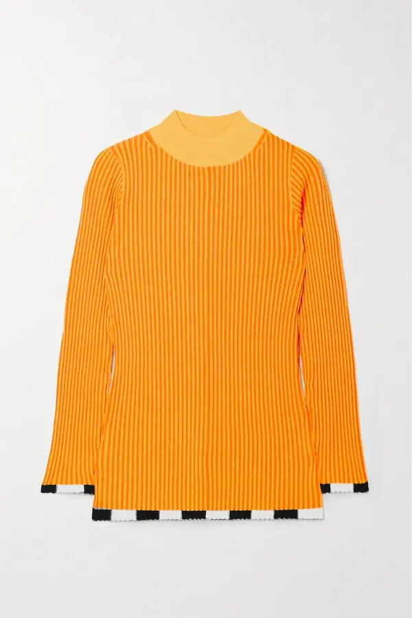 Christopher John Rogers Color-block Ribbed Wool-blend Sweater