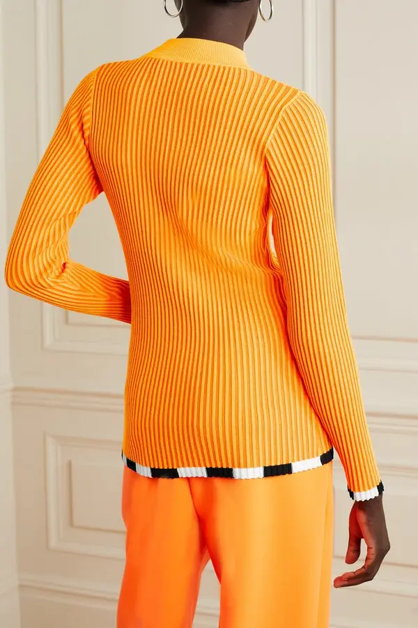 Christopher John Rogers Color-block Ribbed Wool-blend Sweater