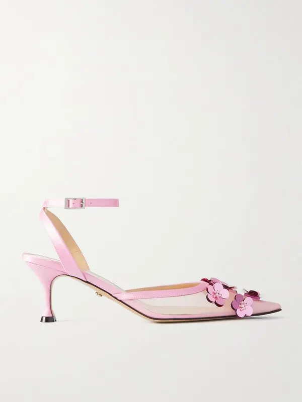Mach & Mach Embellished Mesh Pumps