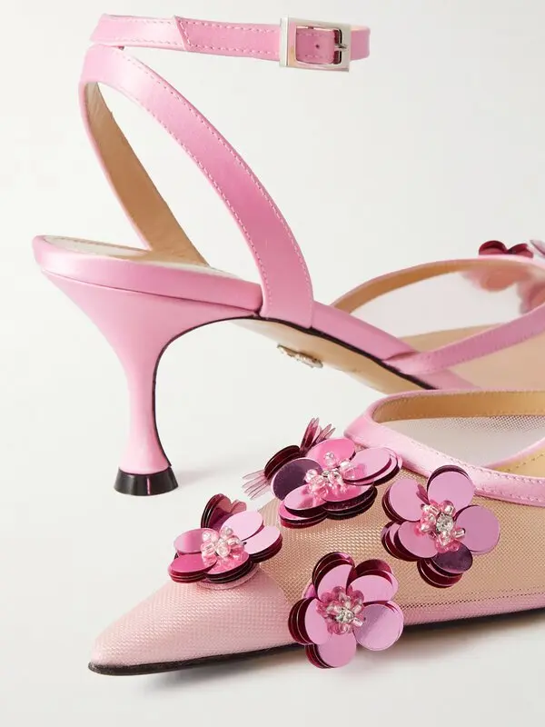 Mach & Mach Embellished Mesh Pumps