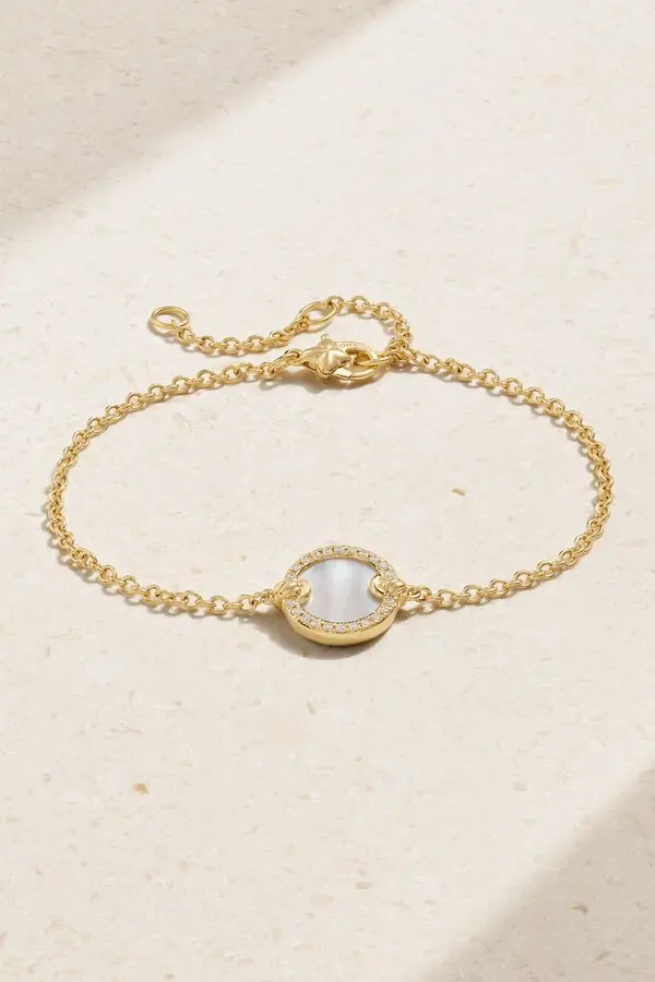 David Yurman Elements Mother-of-pearl And Diamond Bracelet - Gold
