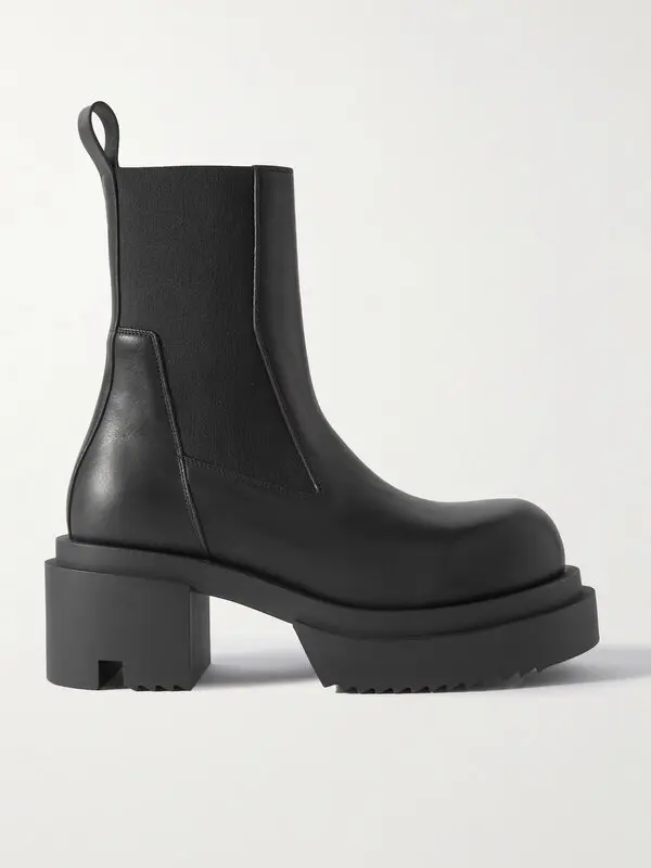 Rick Owens Beatle Bogun Leather Chelsea Boots - Black