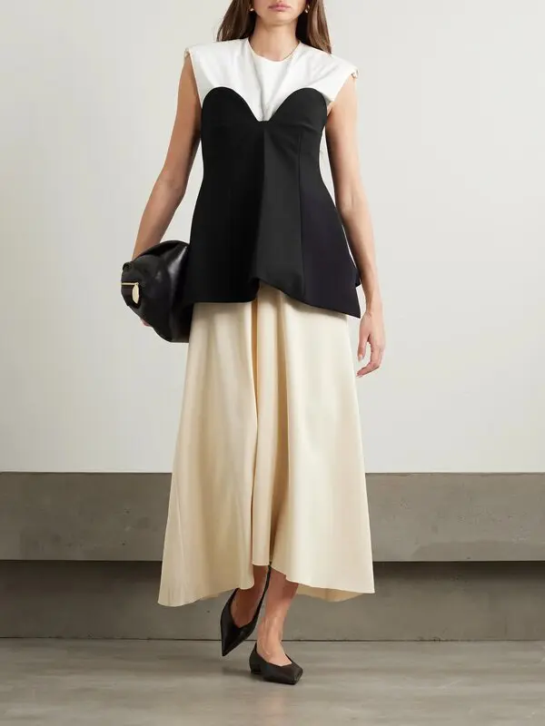 Carven Asymmetric Crepe Bustier Top