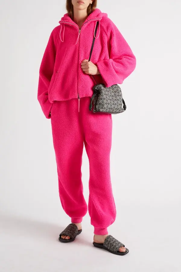 Loewe Neon Leather-trimmed Fleece Track Pants