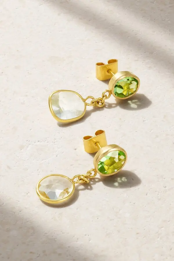 PIPPA SMALL 18-karat Aquamarine And Peridot Drop Earrings - Gold