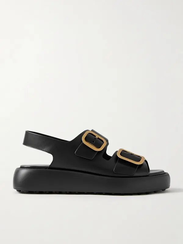 TOD'S Gomma Buckled Leather Platform Sandals