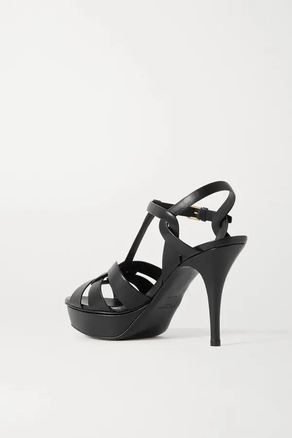Saint Laurent Tribute Woven Leather Platform Sandals