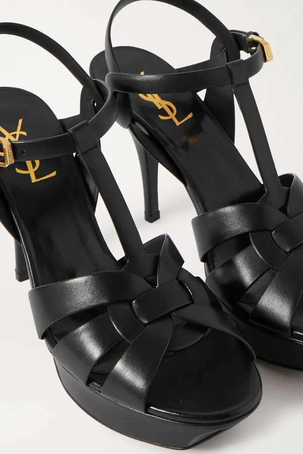 Saint Laurent Tribute Woven Leather Platform Sandals