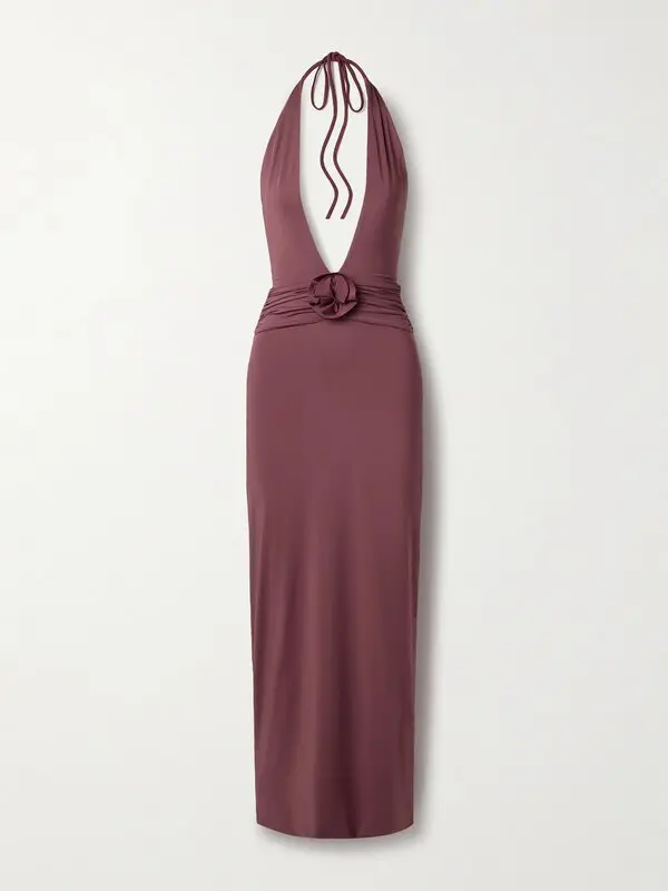 MAYGEL CORONEL Lirio Appliquéd Ruched Maxi Dress - Red