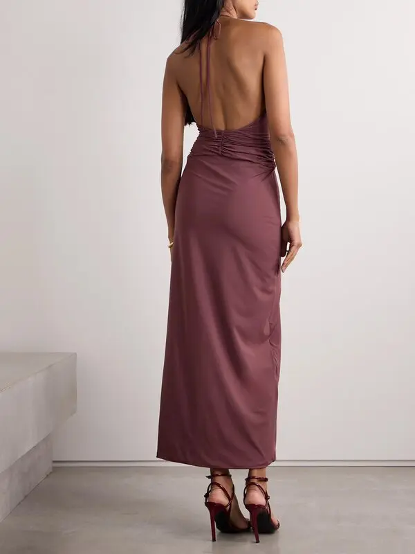 MAYGEL CORONEL Lirio Appliquéd Ruched Maxi Dress - Red