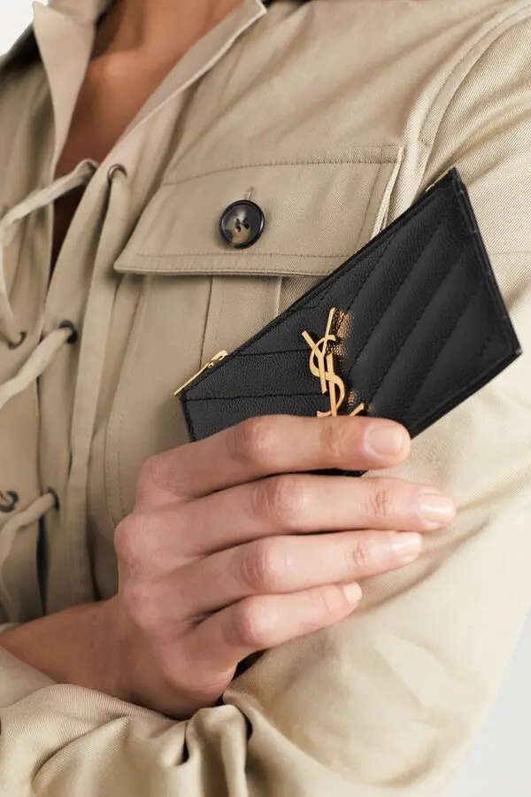 Saint Laurent Monogramme Small Quilted Textured-leather Wallet