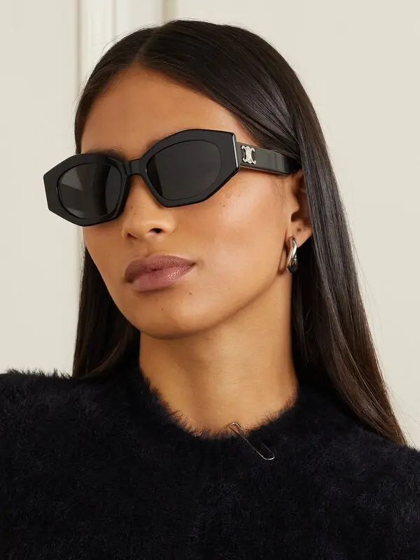 Celine Triomphe Cat-eye Acetate Sunglasses - Black