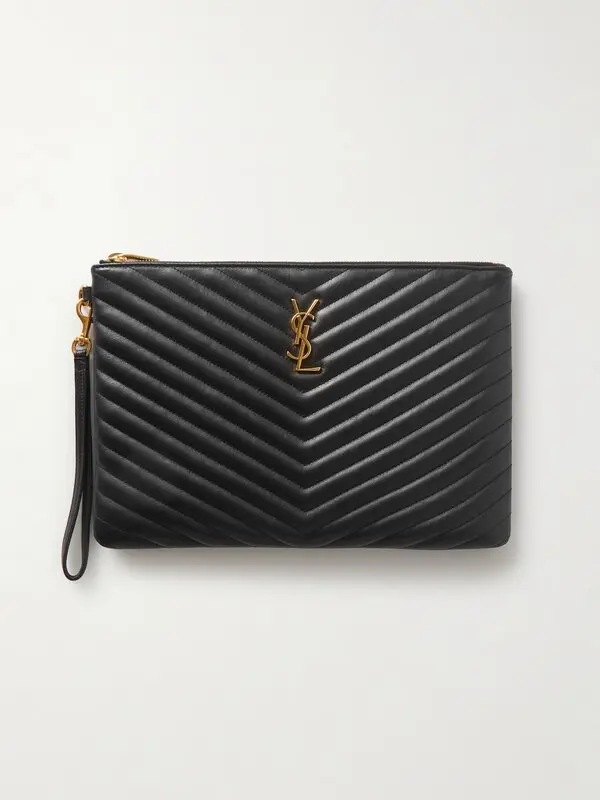 Saint Laurent Monogramme Quilted Leather Pouch - Black