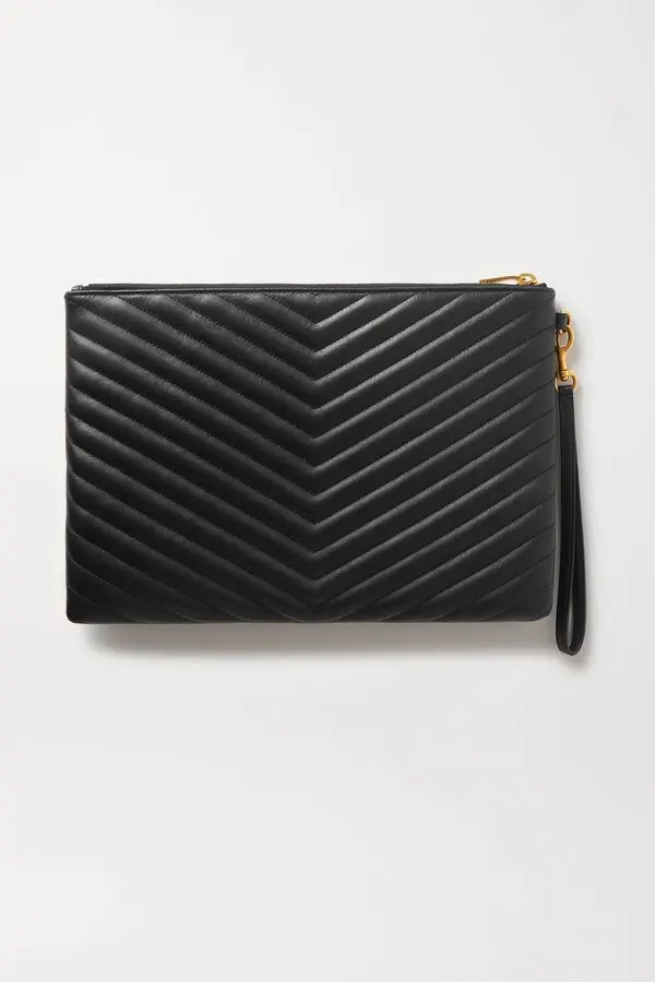 Saint Laurent Monogramme Quilted Leather Pouch - Black