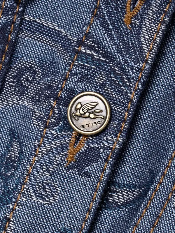 Etro Cropped Denim-jacquard Jacket