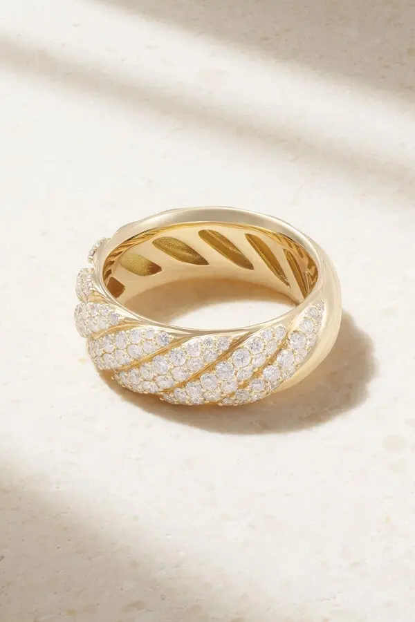 David Yurman Sculpted Cable Diamond Ring - Gold