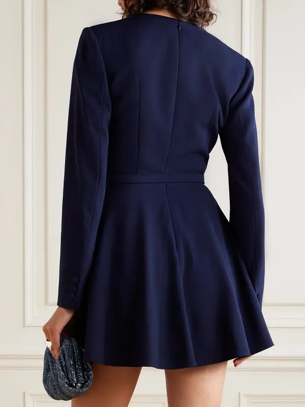 Alessandra Rich Belted Wool-blend Crepe Mini Dress