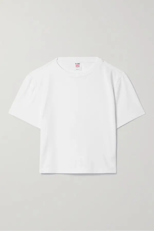 RE/DONE Hanes Micro Cropped Cotton-jersey T-shirt