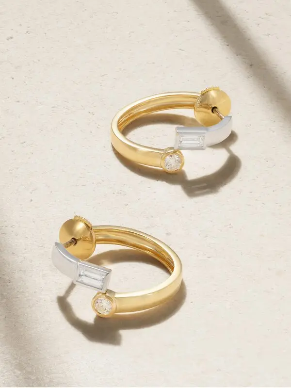 Yvonne Léon 18-karat Yellow And White Diamond Hoop Earrings - Gold