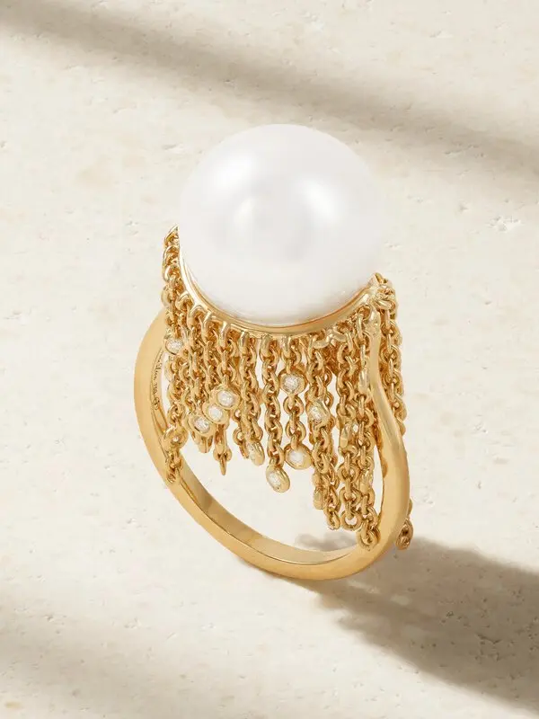 Yvonne Léon Pompon 18-karat Pearl And Diamond Ring